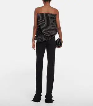 Rick Owens Striped Strapless Silk Top