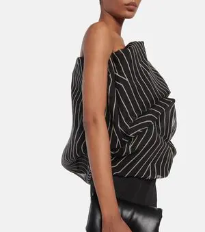 Rick Owens Striped Strapless Silk Top