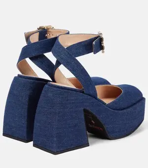 NODALETO Bulla Sofia Denim Platform Pumps - Blue