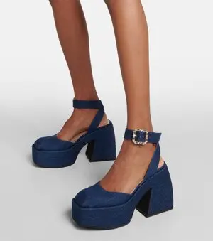 NODALETO Bulla Sofia Denim Platform Pumps - Blue