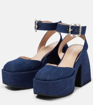 NODALETO Bulla Sofia Denim Platform Pumps - Blue