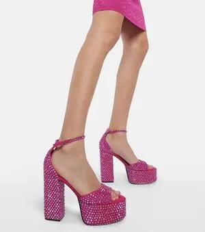 Paris Texas Metal Diamond Embellished Sandals - Pink