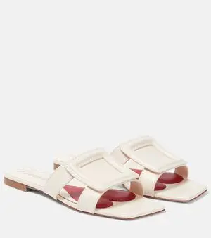 ROGER VIVIER Buckled Leather Sandals - Beige