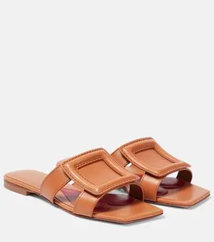 ROGER VIVIER Buckle Leather Sandals - Brown