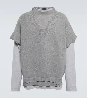 Givenchy Cut & Layer Wool And Cotton Sweater