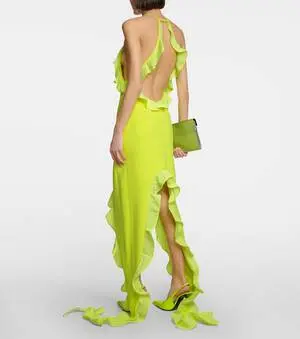 David Koma Asymmetric Ruffled Midi Dress