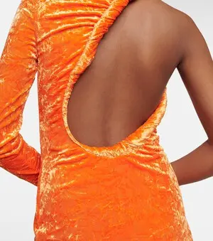 Versace Asymmetric Velvet Minidress - Orange