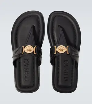 Versace Medusa Leather Thong Sandals