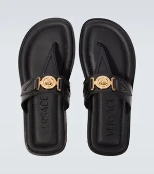 Versace Medusa Leather Thong Sandals