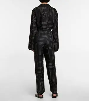 TOTEME Logo Wide-leg Silk Pants - Black