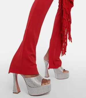 Amina Muaddi Dalida Embellished Platform Mules - Silver