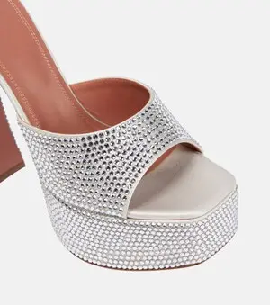 Amina Muaddi Dalida Embellished Platform Mules