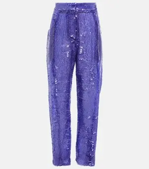 BLAZÉ MILANO Sorraia Sequined Wide-leg Pants - Purple