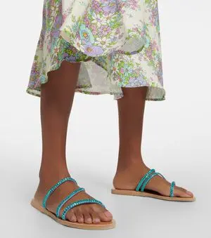 ANCIENT GREEK SANDALS Polytimi Embellished Leather Sandals