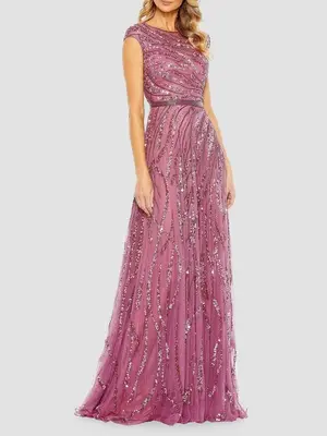 Mac Duggal Embellished A-line Gown - Plum