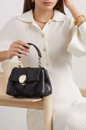 Chloé Net Sustain Penelope Small Tasseled Textured-leather Shoulder Bag