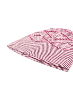 BARRIE Cashmere Monogram Beanie - Pink