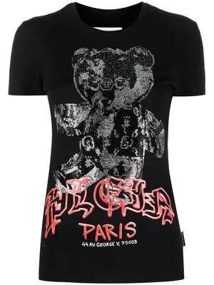 Philipp Plein Crystal-embellished Printed T-shirt - Black