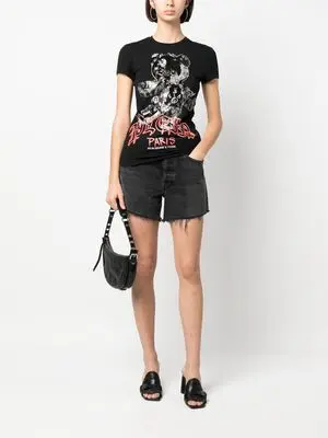 Philipp Plein Crystal-embellished Printed T-shirt - Black