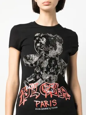 Philipp Plein Crystal-embellished Printed T-shirt - Black