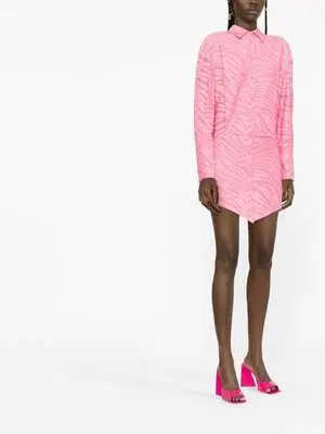 Attico Silvye Zebra-patterned Shirt Dress