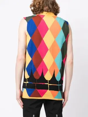 Comme Des Garçons Argyle Intarsia-knit Cardigan - Yellow