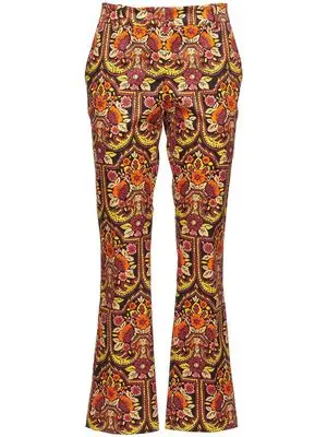La DoubleJ Floral-print Flared Trousers - Black
