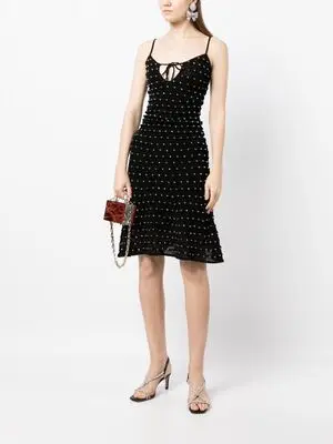 SELF-PORTRAIT Bead-embellished Knitted Midi-dress