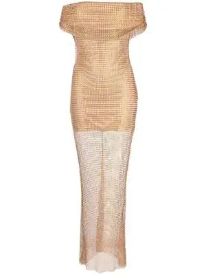 SELF-PORTRAIT Rhinestone-embellished Maxi Dress
