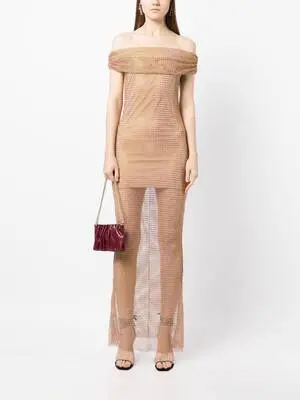 SELF-PORTRAIT Rhinestone-embellished Maxi Dress