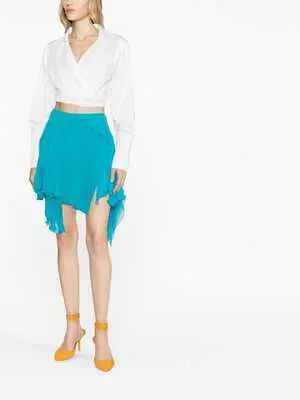 Versace Asymmetric Pleated Skirt - Blue