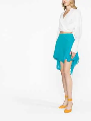 Versace Asymmetric Pleated Skirt - Blue