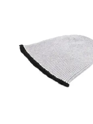 BARRIE Shearling-trim Cashmere Beanie - Grey