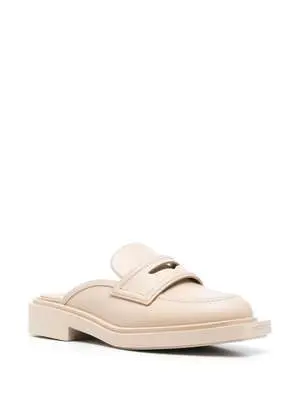 3JUIN Almond-toe Leather Mules
