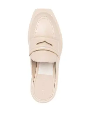 3JUIN Almond-toe Leather Mules