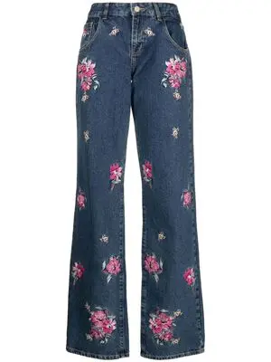 BLUGIRL Floral-embroidered Jeans