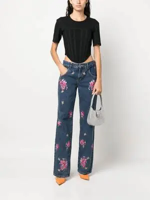 BLUGIRL Floral-embroidered Jeans