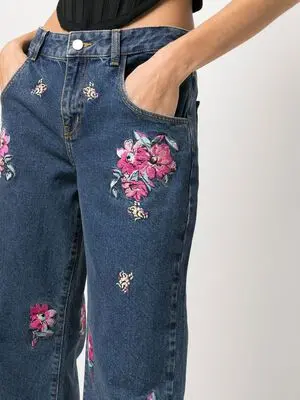 BLUGIRL Floral-embroidered Jeans