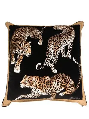 Dolce & Gabbana Leopard-print Detail Cushion - Black