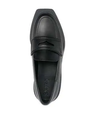 3JUIN Almond-toe Leather Loafers - Black