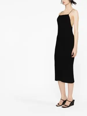 AERON Ribbed-knit Low-back Dress - Black
