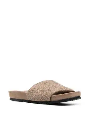 Brunello Cucinelli Embroidered-detail Suede Slippers