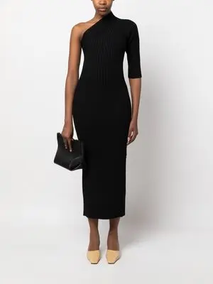 AERON Ribbed Asymmetric Midi Dress