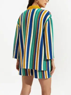La DoubleJ Bay Striped Polo Jumper - Green