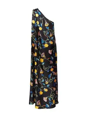 La DoubleJ One-shoulder Graphic Print Maxi Dress - Black