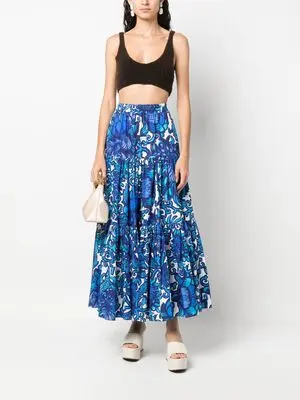La DoubleJ Graphic-print Tiered Skirt
