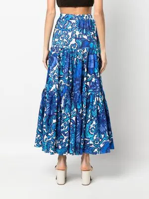 La DoubleJ Graphic-print Tiered Skirt