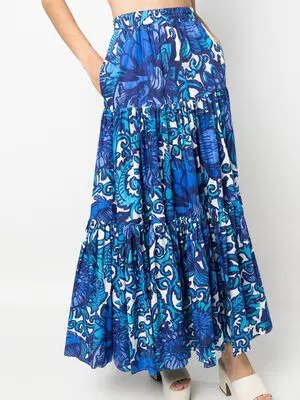 La DoubleJ Graphic-print Tiered Skirt