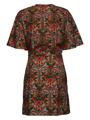 La DoubleJ Peek-a-boo Floral-print Short Dress - Neutrals