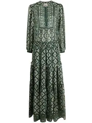 Isabel Marant Étoile Geometric-print Midi Dress - Green